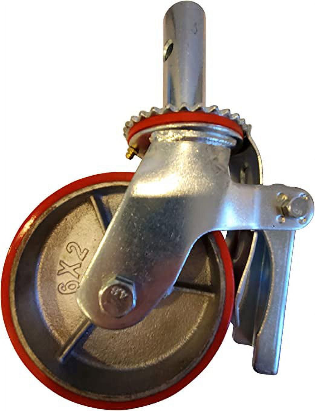 4-Pack 6" Scaffolding Swivel Casters with Brake (3-3/4" Round Shaft ...
