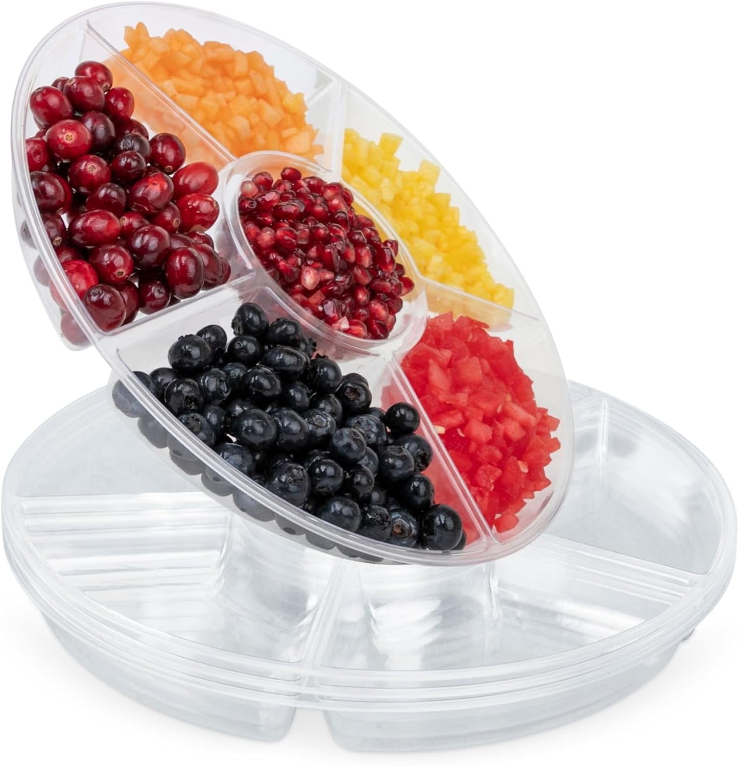 4 Pack, 6 Sectional Clear Plastic Serving Trays For Party - Heavy Duty ...