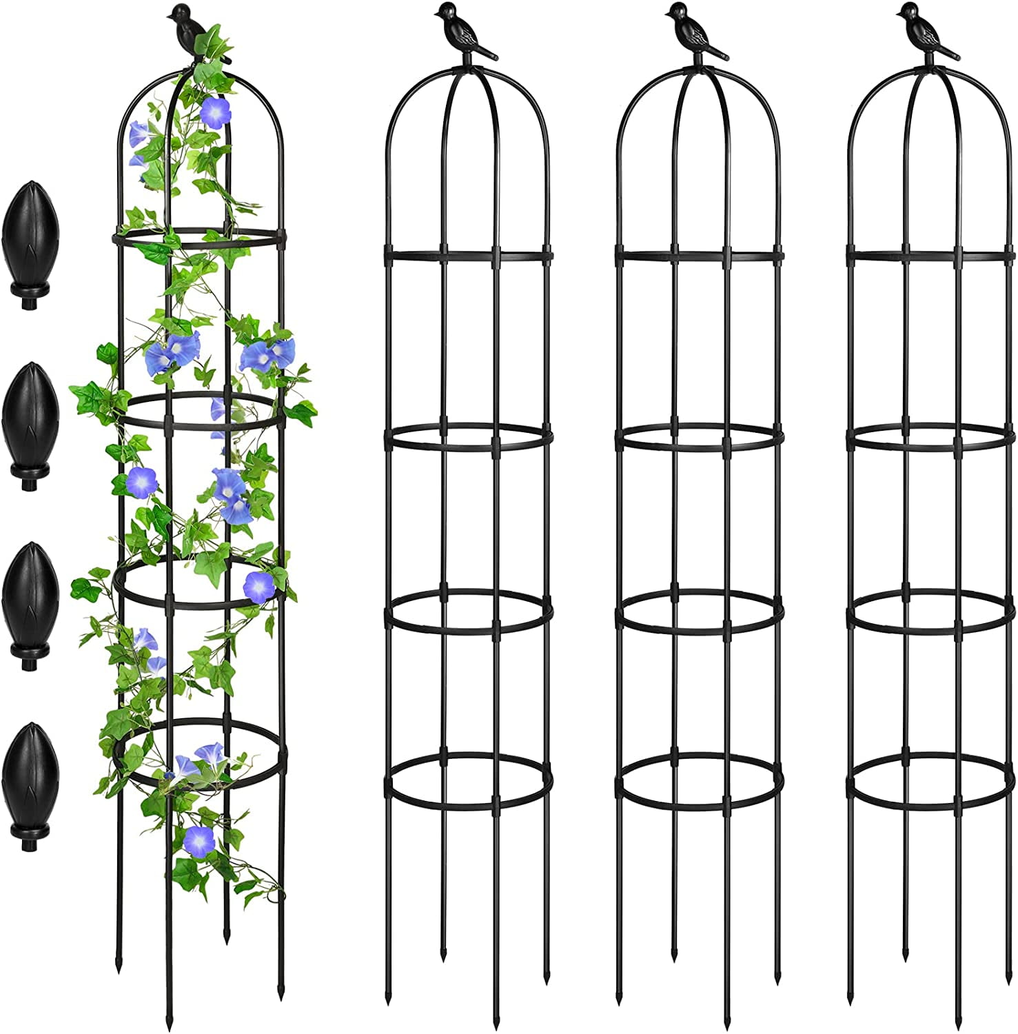 4 Pack 6 ft Garden Obelisk Trellis for Climbing Plants Outdoor ...