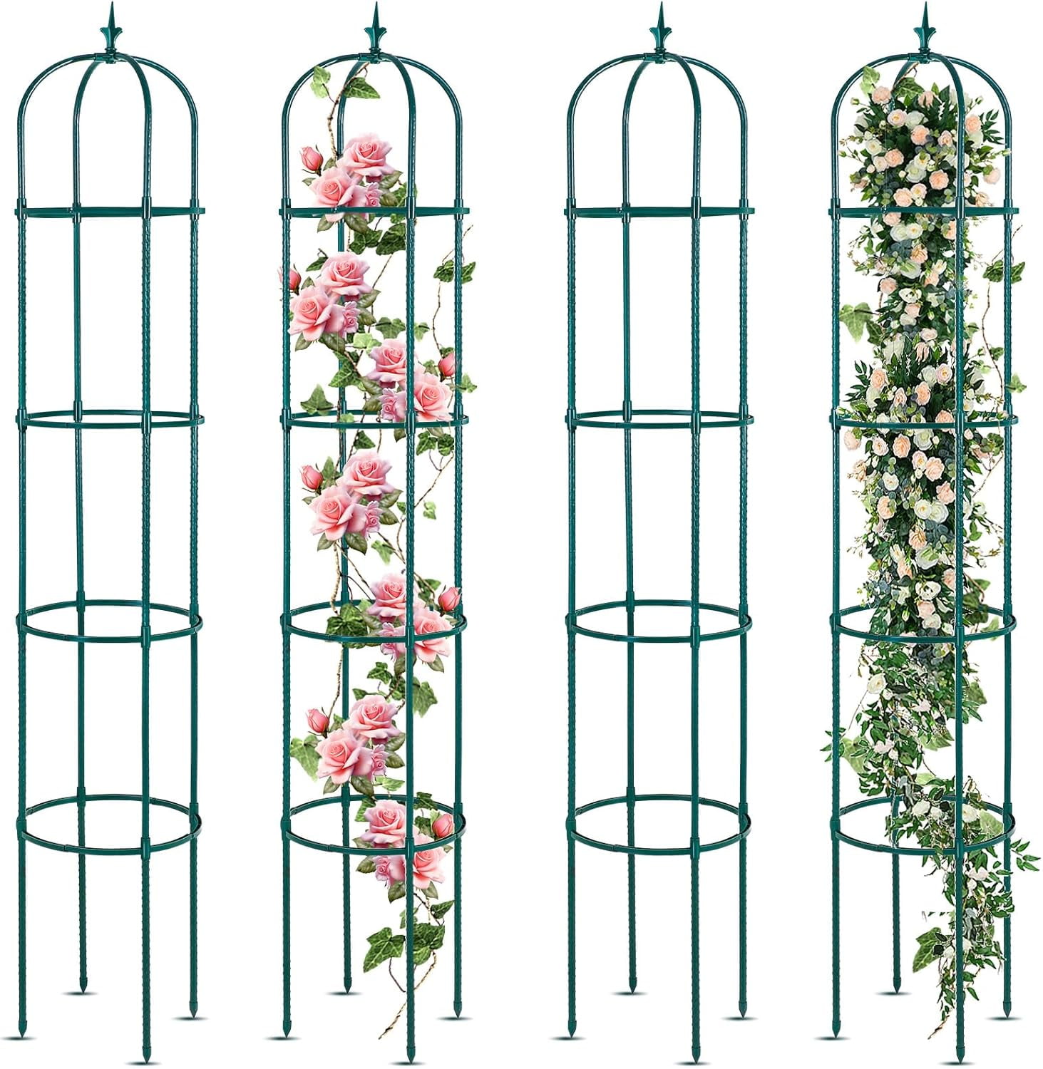 4 Pack 6 ft Garden Obelisk Trellis for Climbing Plants Outdoor ...