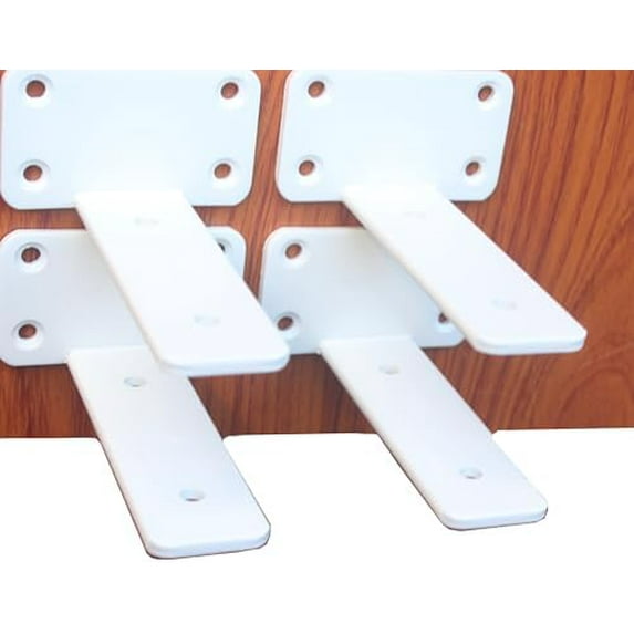 4 Pack - 6 inch White Hidden L Shelf Bracket (1/5 Inch Thicked) Iron ...