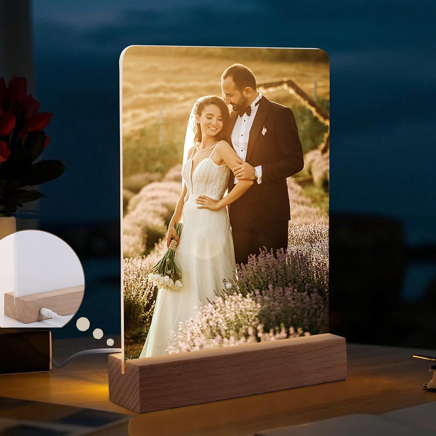 4 Pack 6" x 8" Sublimation led Acrylic Photo Frames Night Lights Blanks ...
