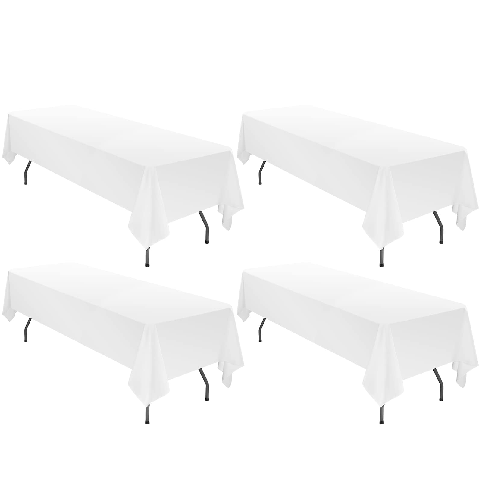 "4 Pack 60 x 126 Inch Tablecloth, White Polyester Tablecloth for 8 Ft ...