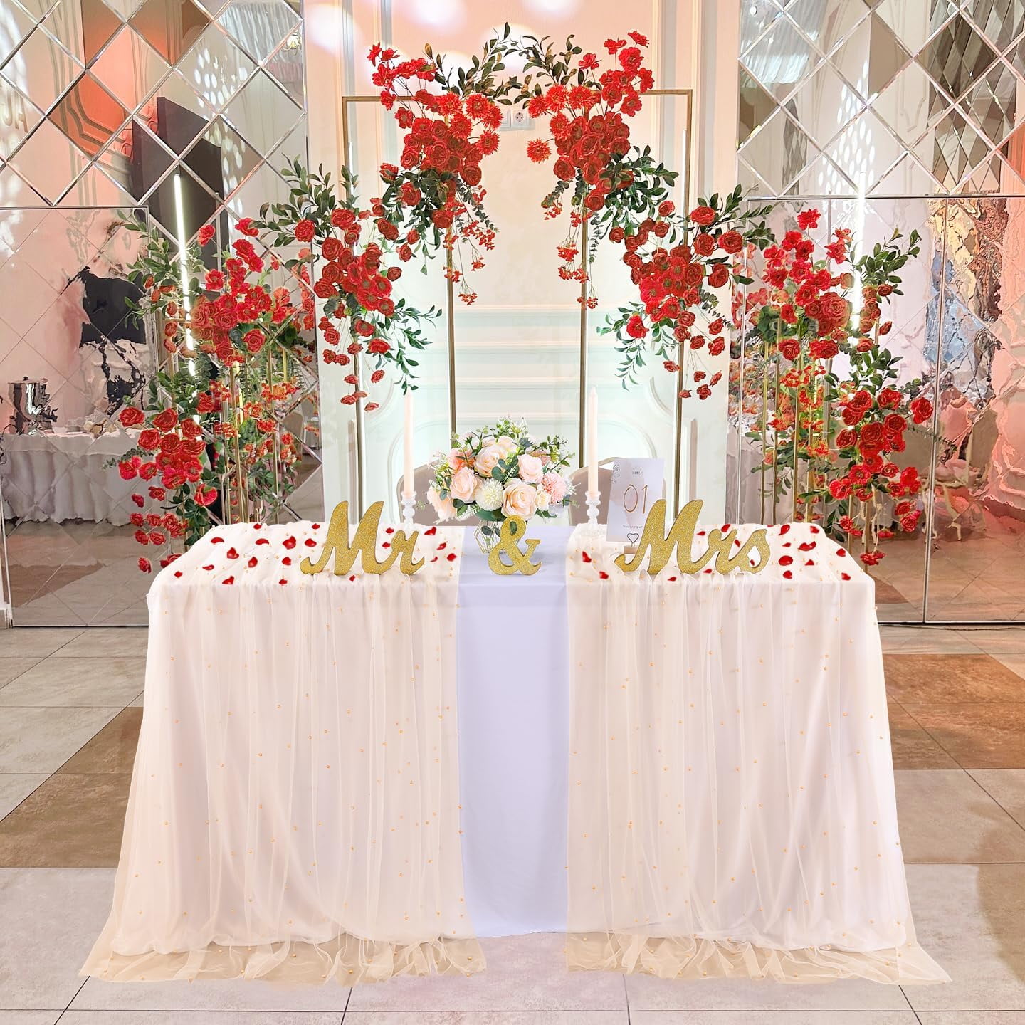 4 Pack 60x120Inch Champagne Tablecloth Tulle Table Cloth 10ft Sheer ...