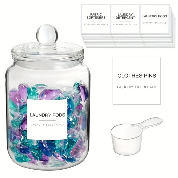 4-Pack 64oz (1829ml) Airtight Glass Storage Jars - W/Lids, Labels ...