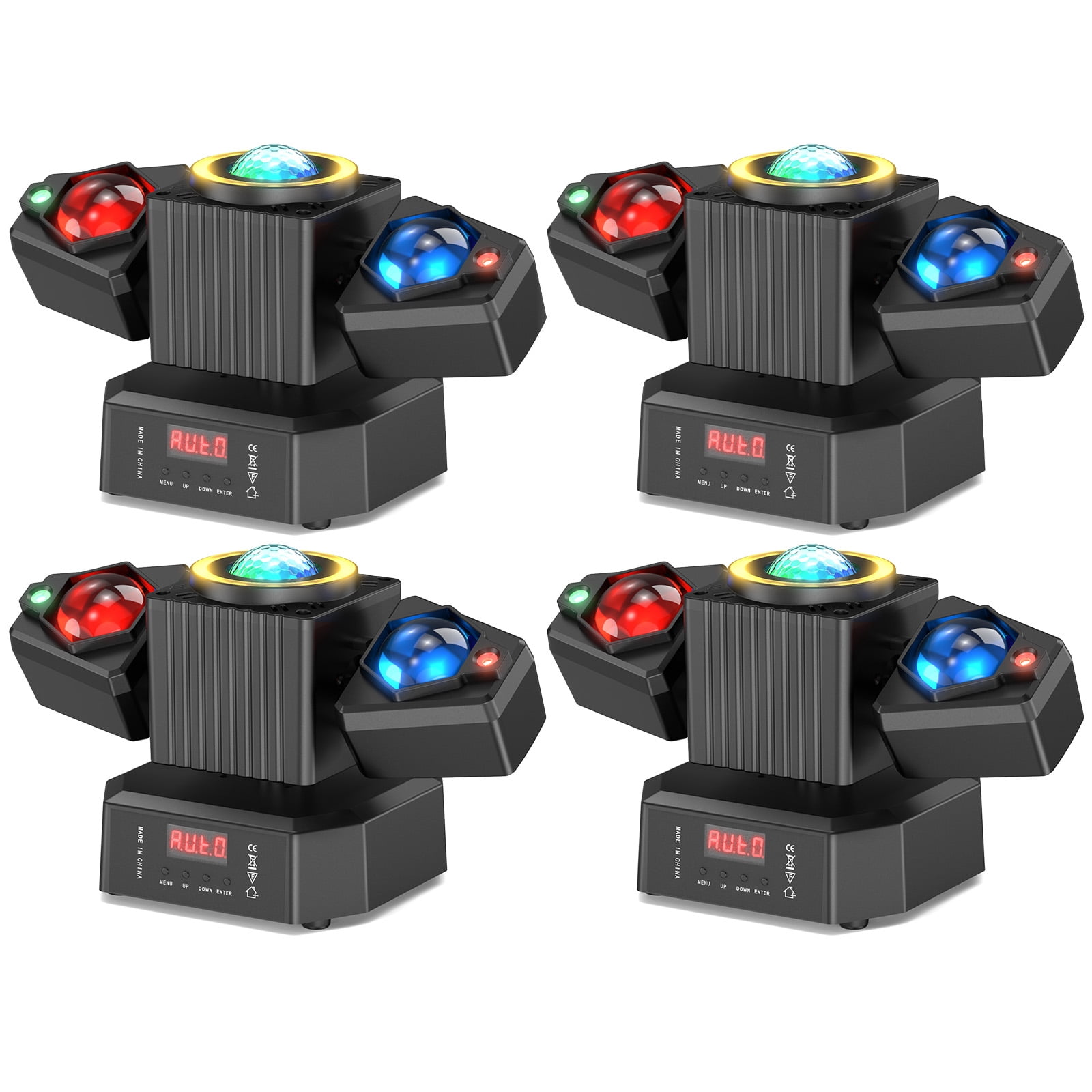 4-Pack 65W RGBW Dual-Arm Stage Light with Starry Effect - Remote/DMX512 ...