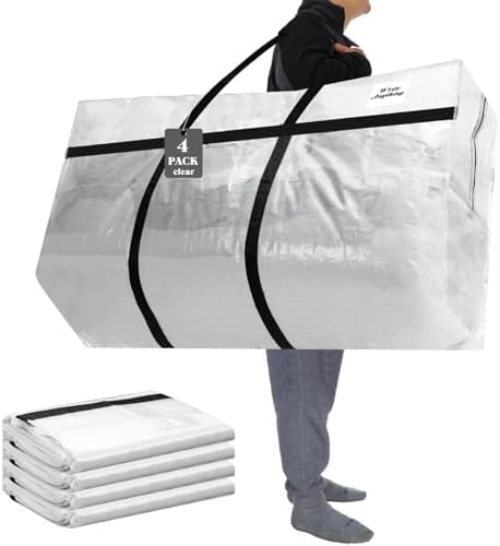 4 Pack 69 Gallon Extra Large Storage Bags XXL Moving Bag with Zipper ...