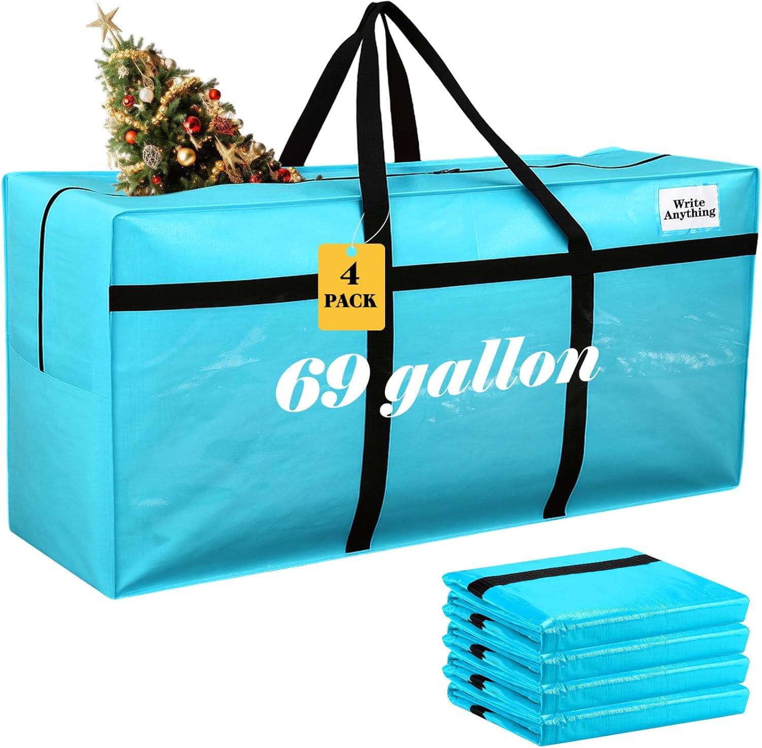 4 Pack 69 Gallon Extra Large Storage Bags XXL Moving Bags with Zipper ...