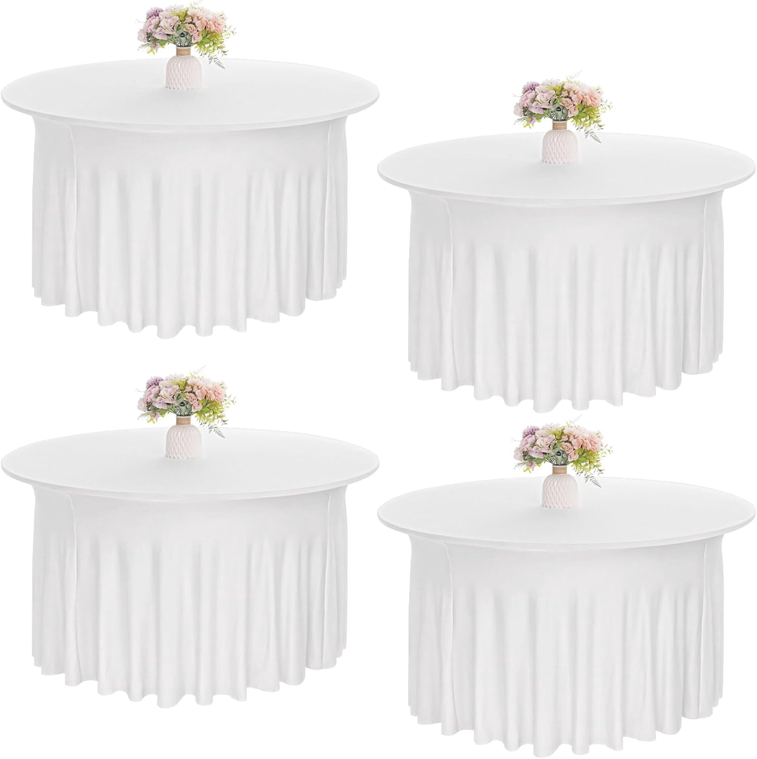 4 Pack 6FT Spandex Table Skirts Round Spandex Fitted Table Cover 72 ...