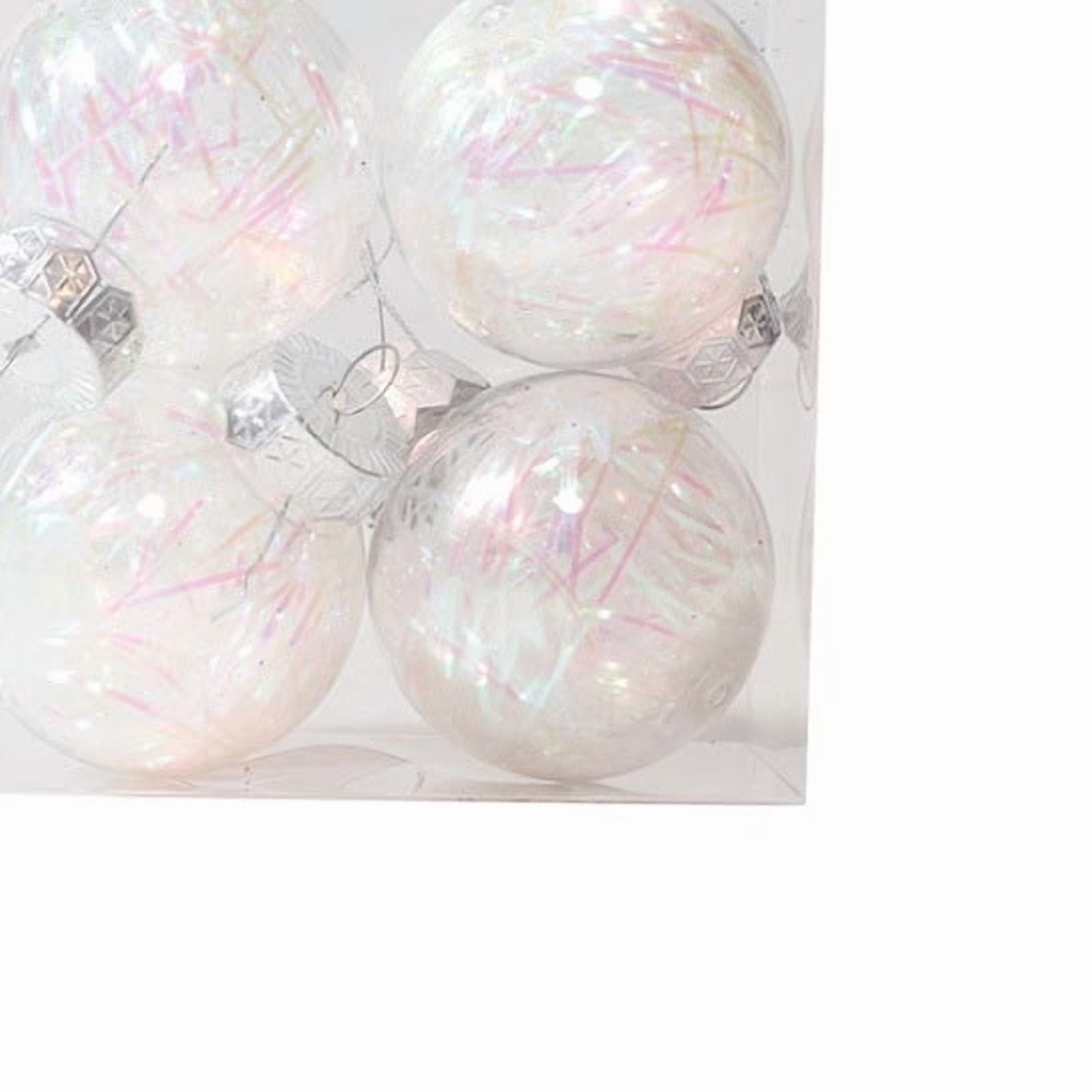 4-Pack 6cm Christmas Transparent Raffia Ball Ornament Set Decorative ...
