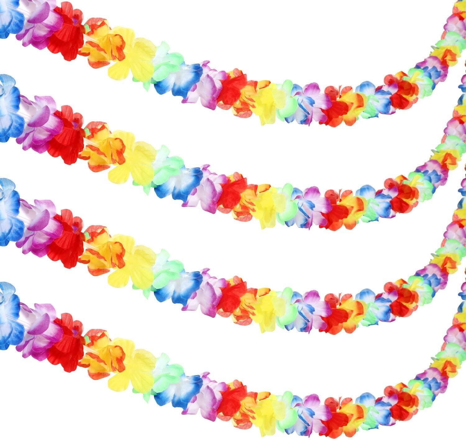 4 Pack 6m/20 Feet Multicolor Tropical Flower Lei Garland Flower Leaves ...