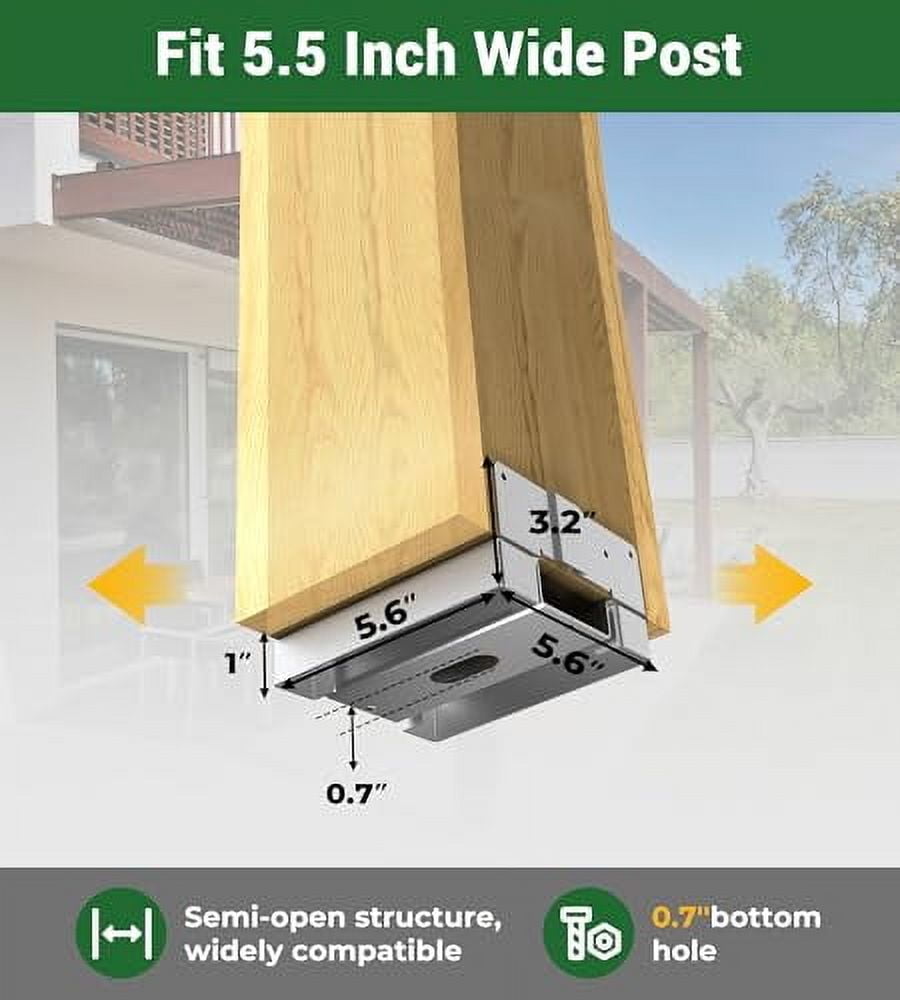 4-Pack 6x6 Post Bases for Concrete - Galvanized , Rust-Resistant Anchor ...