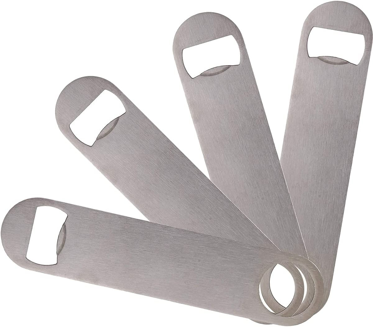 4 Pack 7" Silver Flat Bottle Opener Bartender Summer Heavy Duty Simple ...