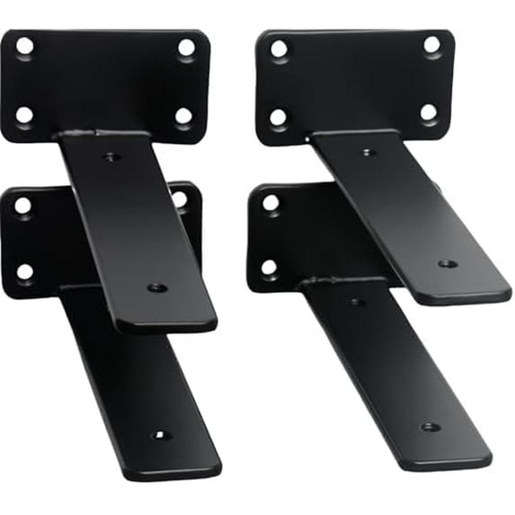 4 Pack - 7 inch Black Hidden L Shelf Bracket (1/5 Inch Thicked) Iron ...