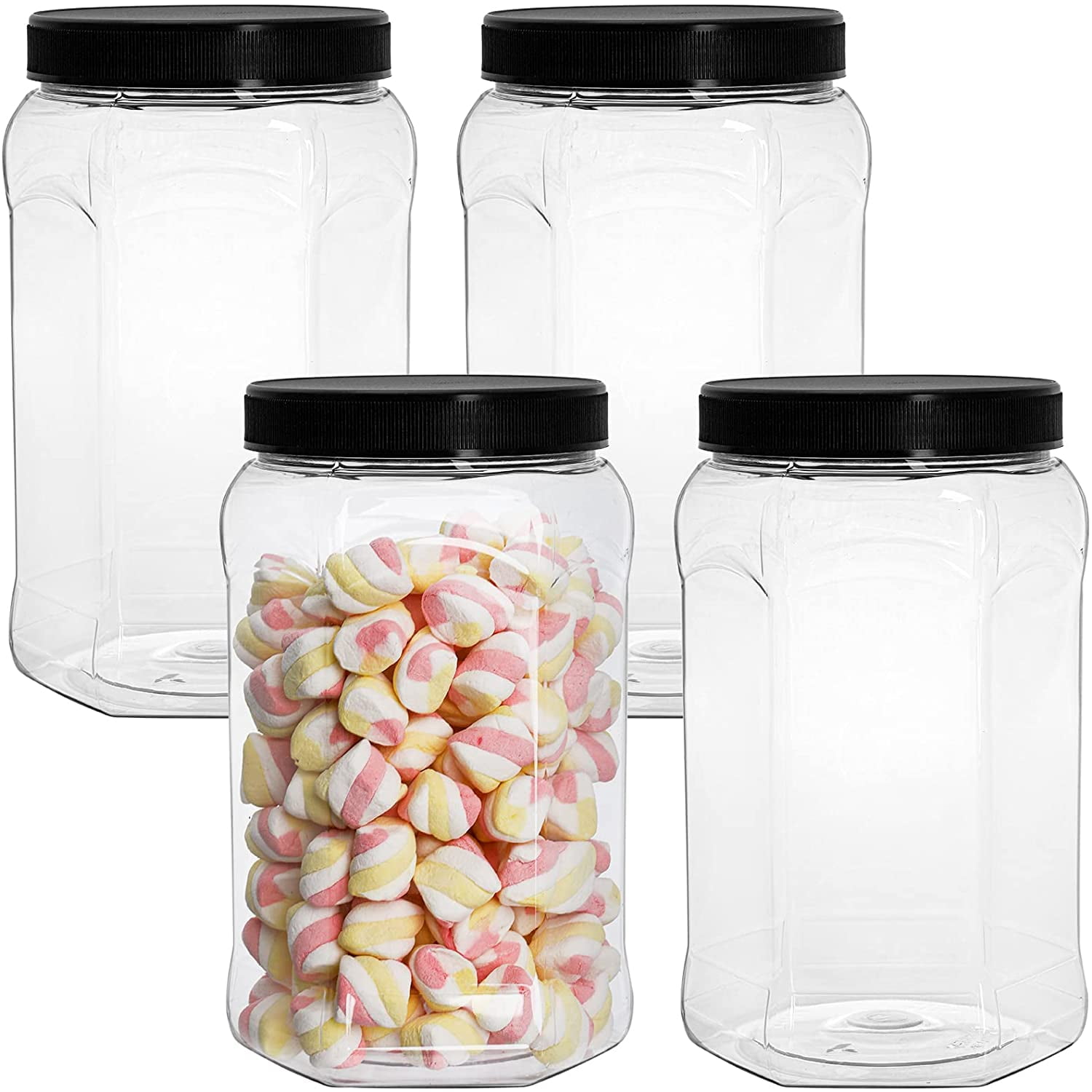 4 Pack 70 FL Oz Half Gallon Plastic Jars with Lids, Empty Storage ...