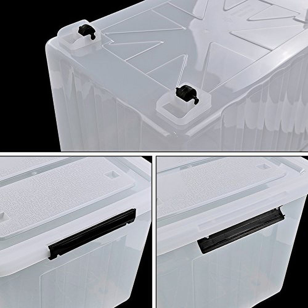 4-Pack 70 L Large Clear Storage Boxes, Plastic Latching Boxes with ...
