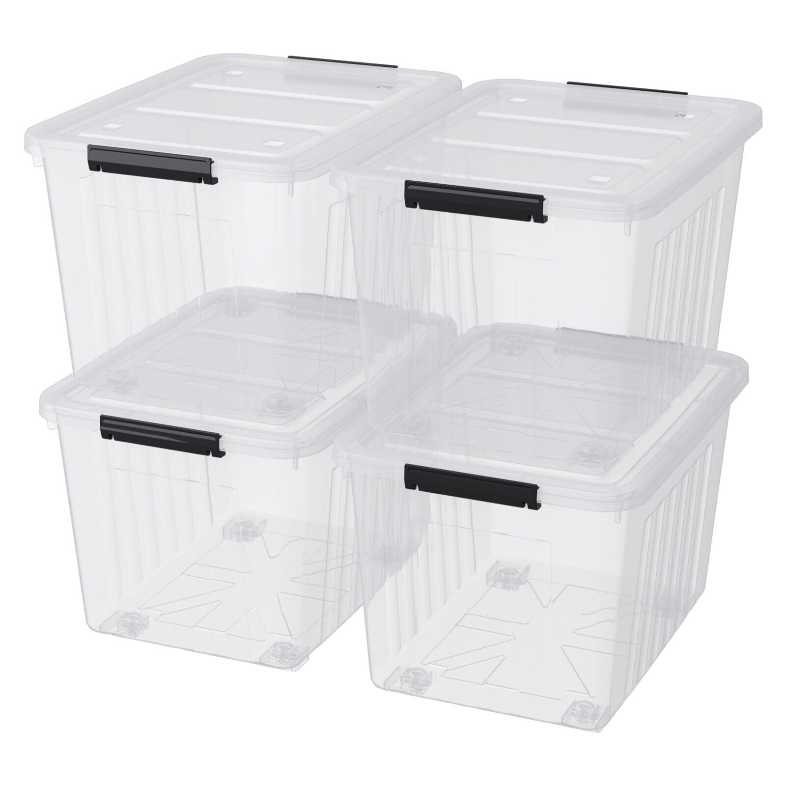 4 Pack 70 L Large Latching Storage Container Bin, Plastic Wheeled ...