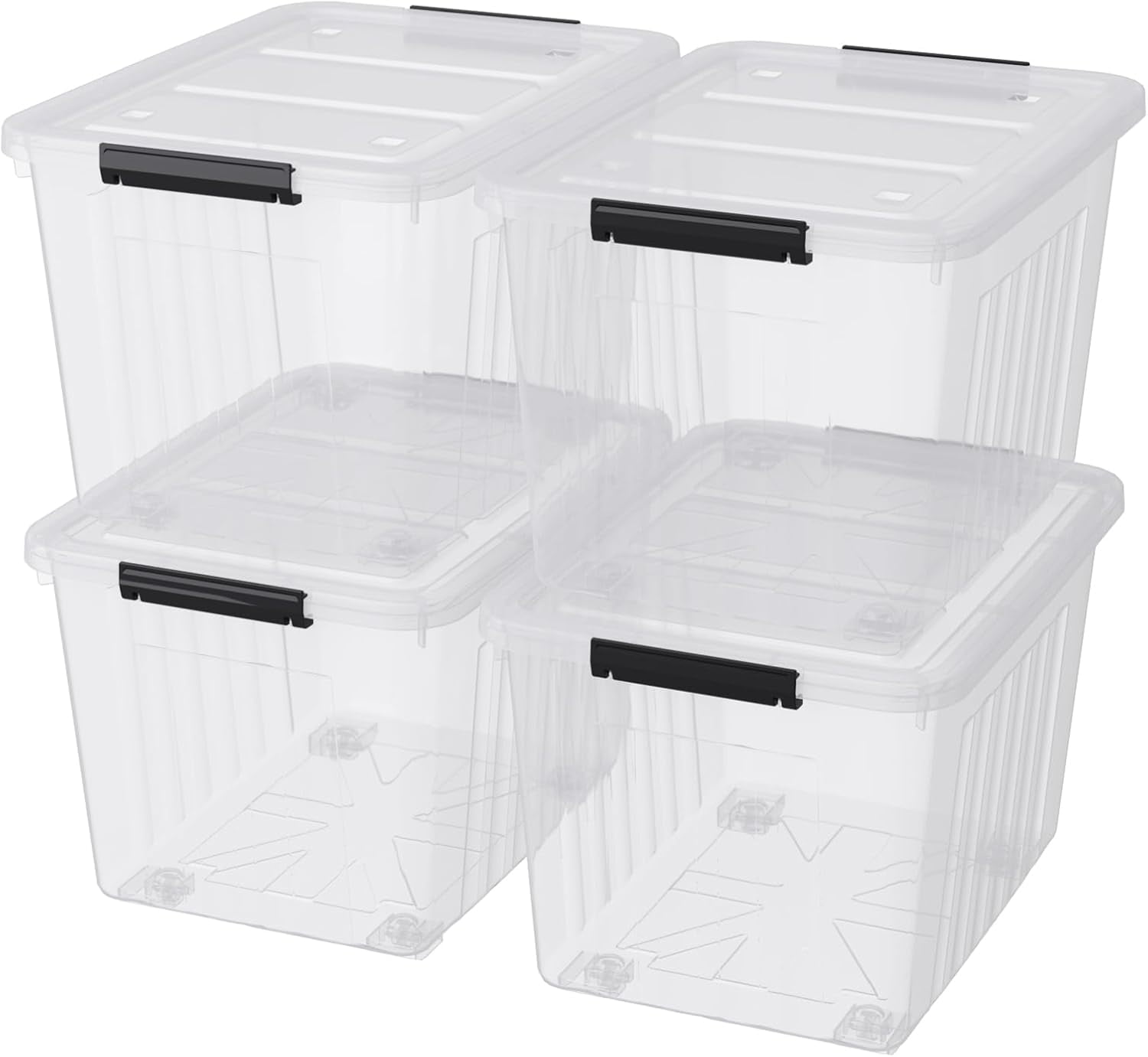 4 Pack 70 L Large Storage Container Bin, Plastic Latching Tote Box with ...