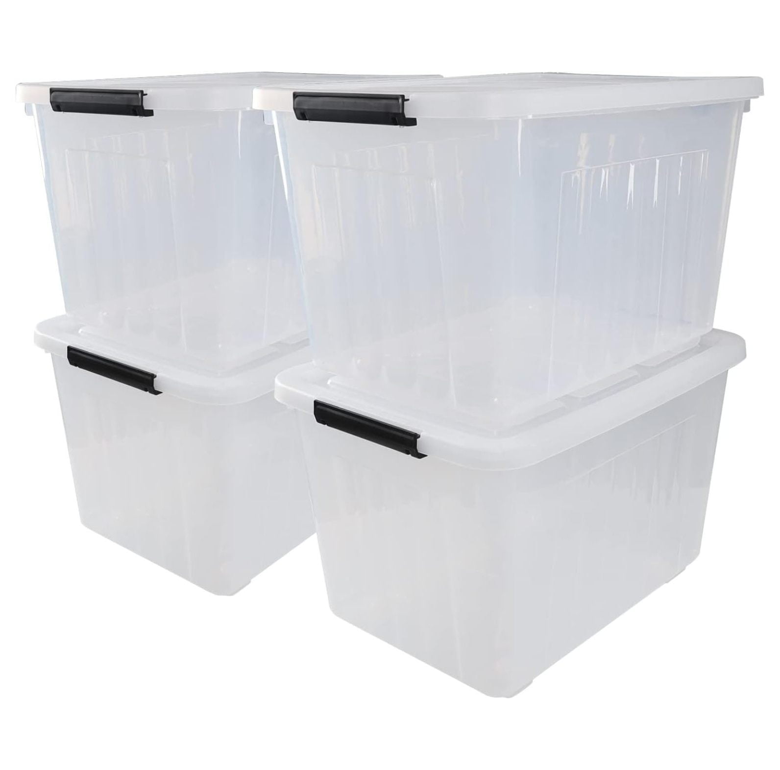 4-Pack 70 Quart Storage Boxes, Plastic Storage Bin with Wheels, Clear ...