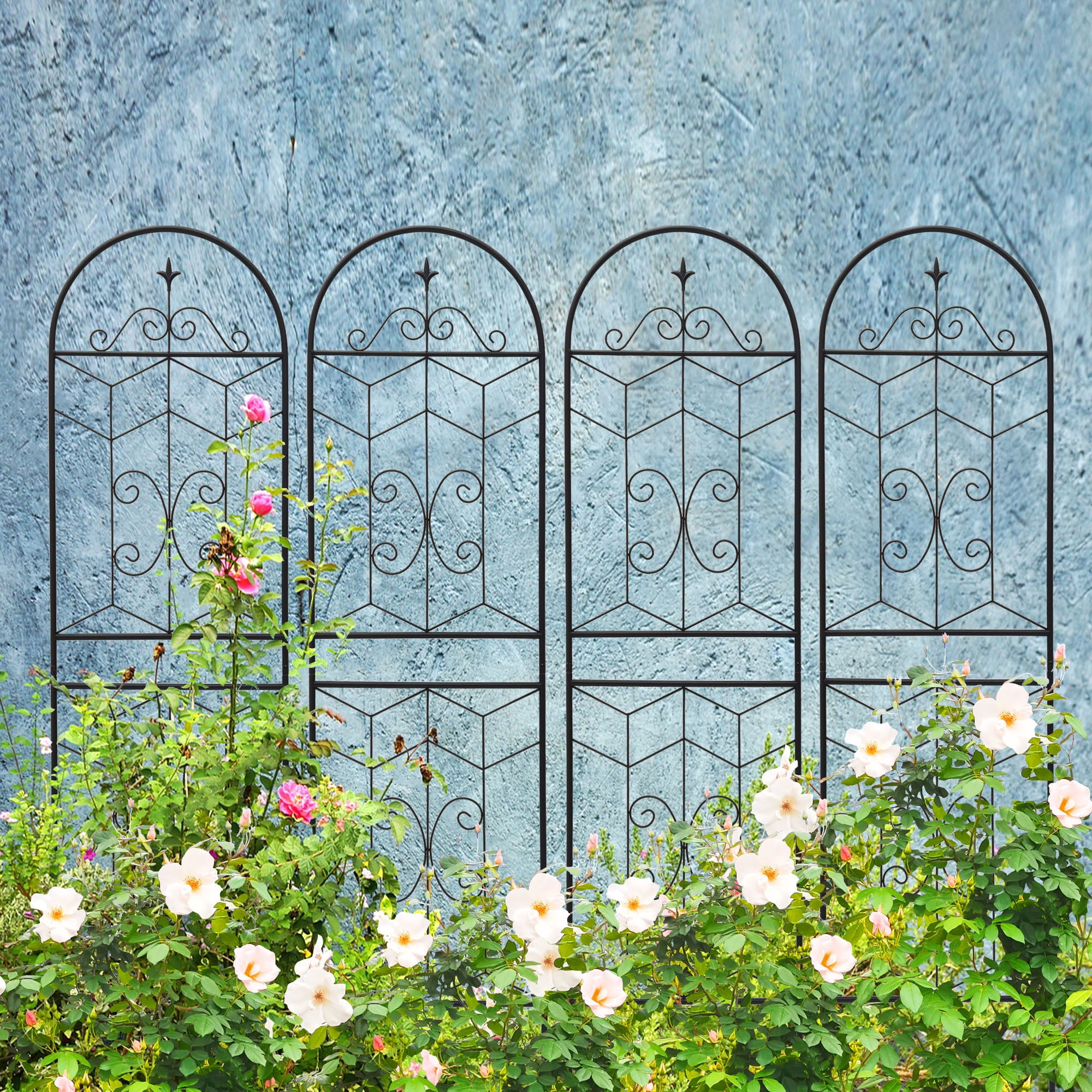 CQSXDA 4 Pack Black Metal Garden Trellis 71 Inches High Outdoor Support ...