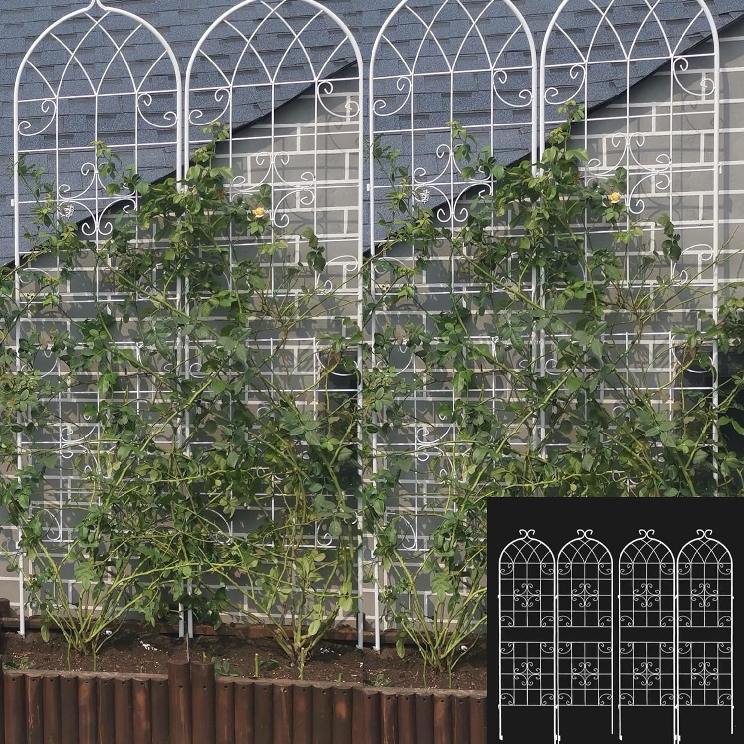4 Pack 71" H Metal Garden Tall Trellis for Climbing Outdoor,Large Heavy ...