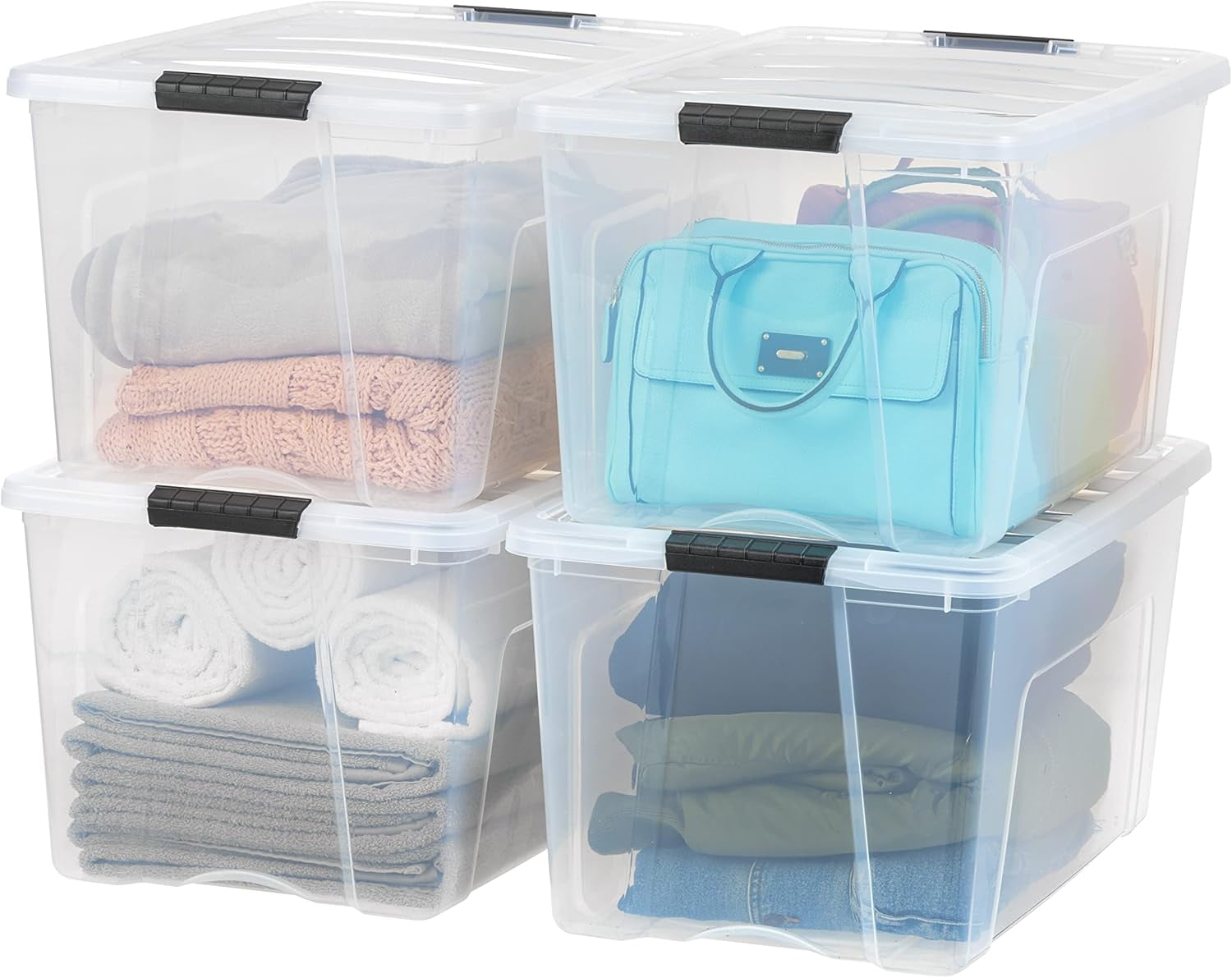 4-Pack 72 Qt Stackable Plastic Storage Bins with Lids – BPA-Free, Made ...