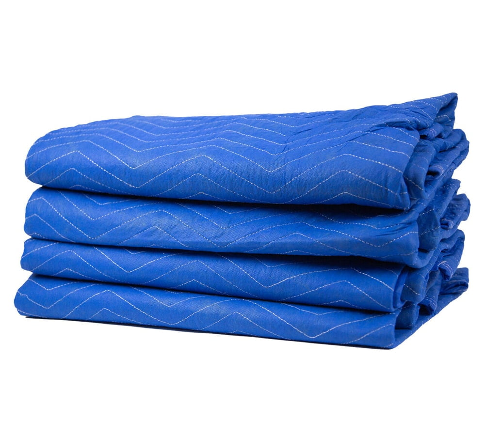 (4 Pack) 72" x 80" Moving Blankets - Blue Non-Woven Polyester Furniture ...
