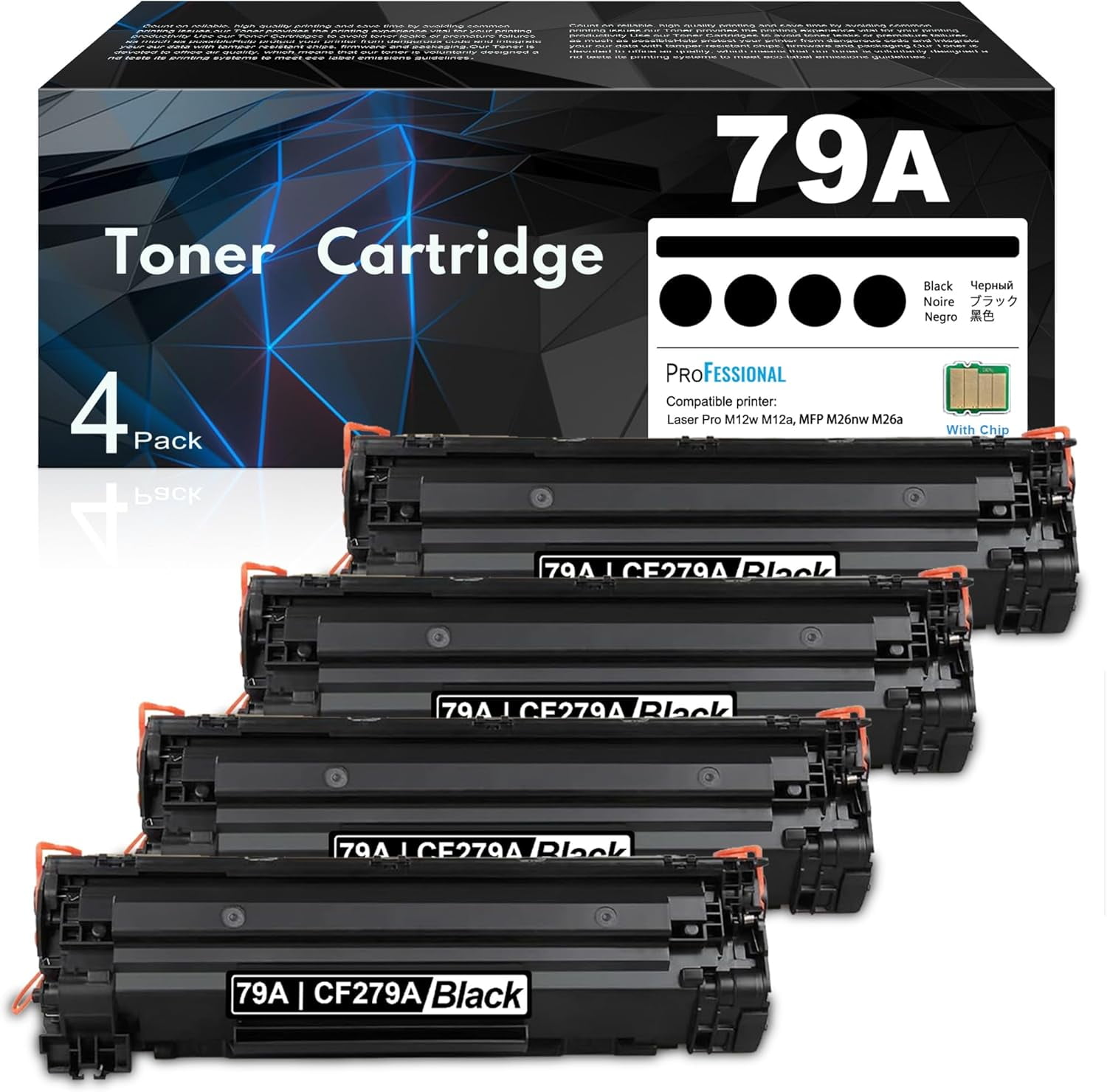 4 Pack 79A Black Toner Cartridge: Compatible Replacement for HP 79A ...