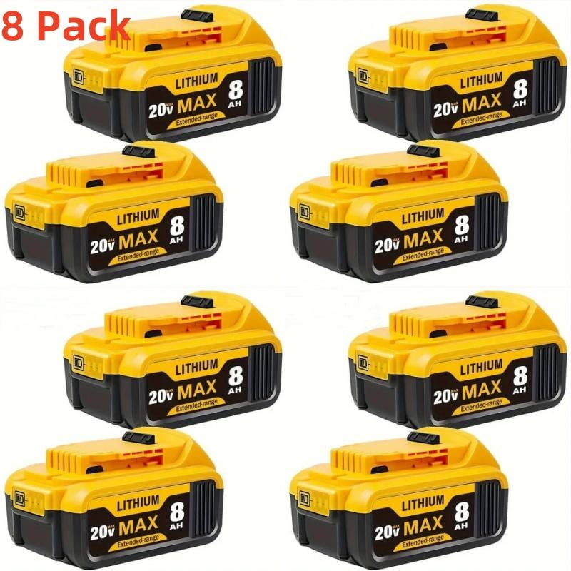 4 Pack 8.0Ah 20 Volt Replacement For Dewalt 20V Max Battery Lithium Ion ...