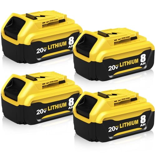 4-Pack 8.0Ah DCB206 Replacement for Dewalt 20V Max Battery Compatible with Dewalt 20V Battery ...