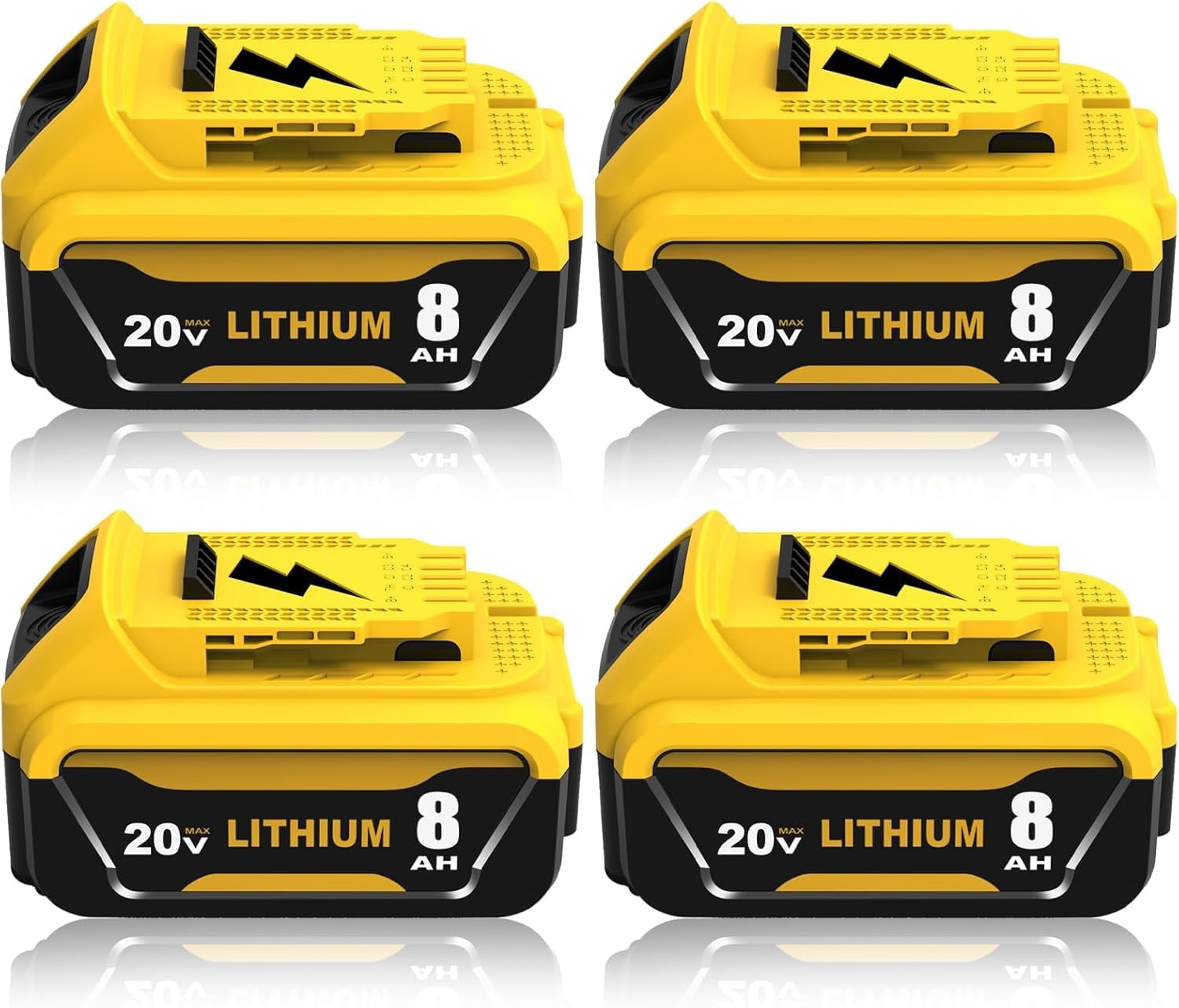 4-Pack 8.0Ah DCB206 Replacement for Dewalt 20V Max Battery Compatible with Dewalt 20V Battery ...