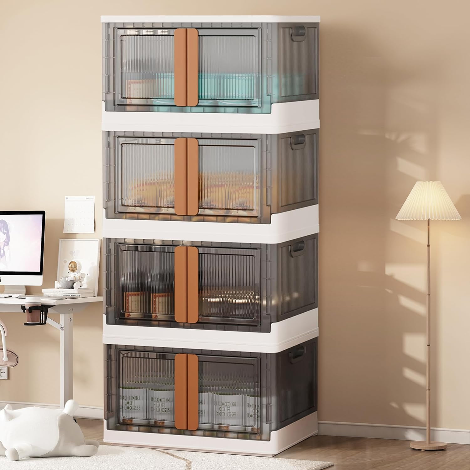 4 Pack-8.5Gal Stackable Storage Bins for Closet Organizers and Storage ...