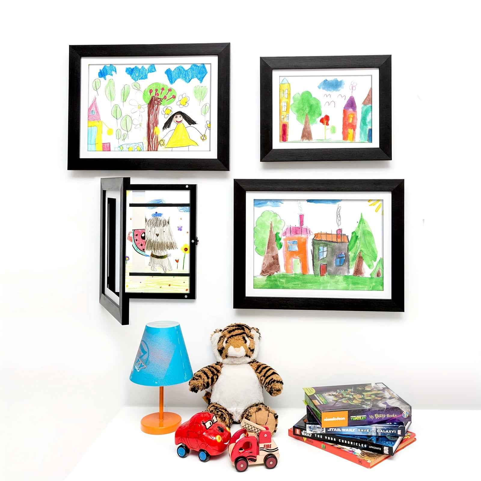 4 Pack 8.5x11 Kids Art Frames, Front Opening Easy-Access Door ...