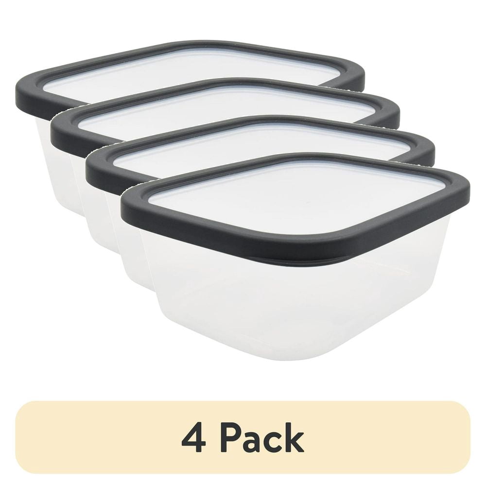 4-Pack 8-Cup Gray Plastic Food Storage Containers BPA-Free Stackable ...