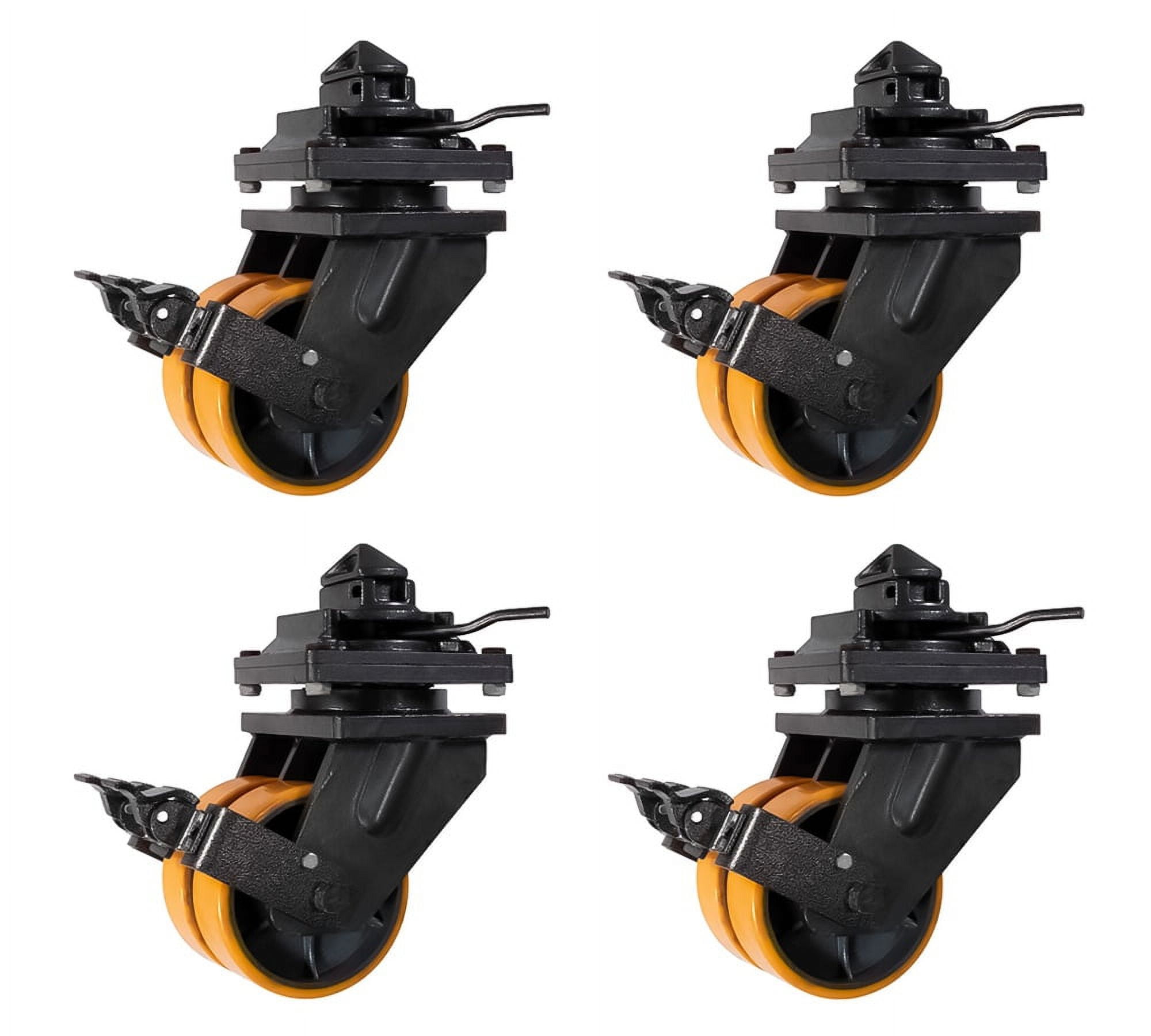 (4 Pack) 8" ISO Shipping Container Double Caster Wheels with Brakes - 3 ...