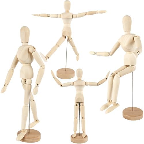 4 Pack 8 Inch 12 inch Artist Wooden Manikin Doll Wood Drawing Mannequin ...