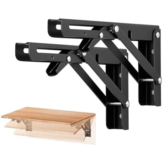 4 Pack 8 Inch Folding Shelf Brackets – Matte Black, Heavy Duty ...