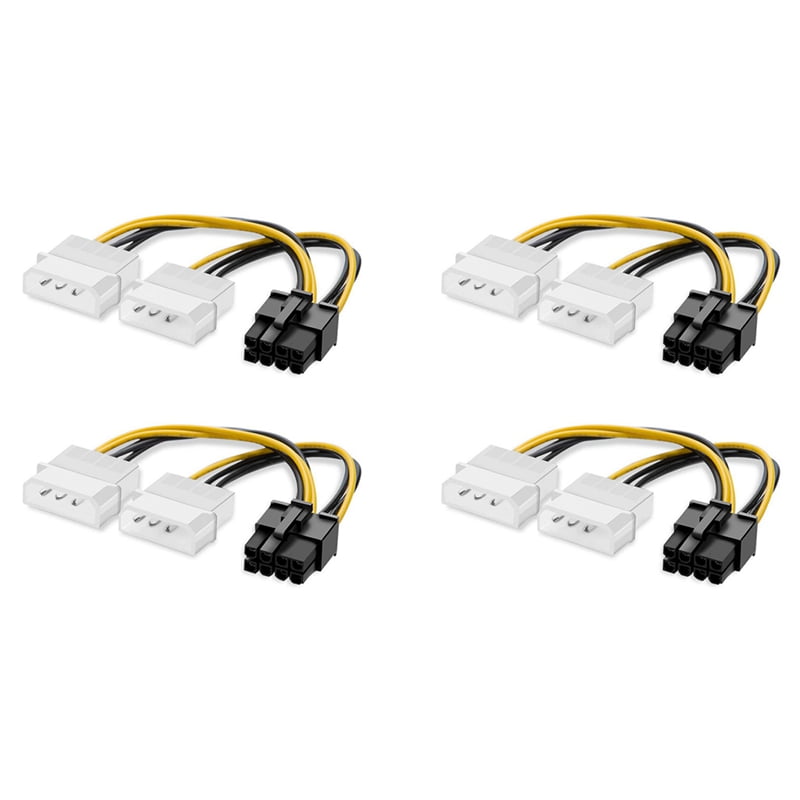 4 Pack 8 Pin PCIe to Dual 4 Pin Molex Power Cable PCI-E 8 Pin to Dual 4 ...