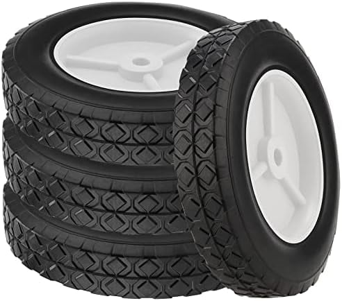 4 Pack 8 x 1.75 Inch Lawn Mower Wheels, Solid Rubber Hand Truck Wheel ...