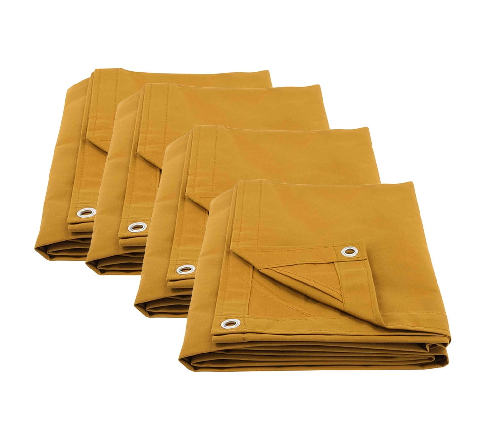 4 Pack 8' x 12' Tan 12oz Canvas Tarp with Grommets - Water Resistant ...