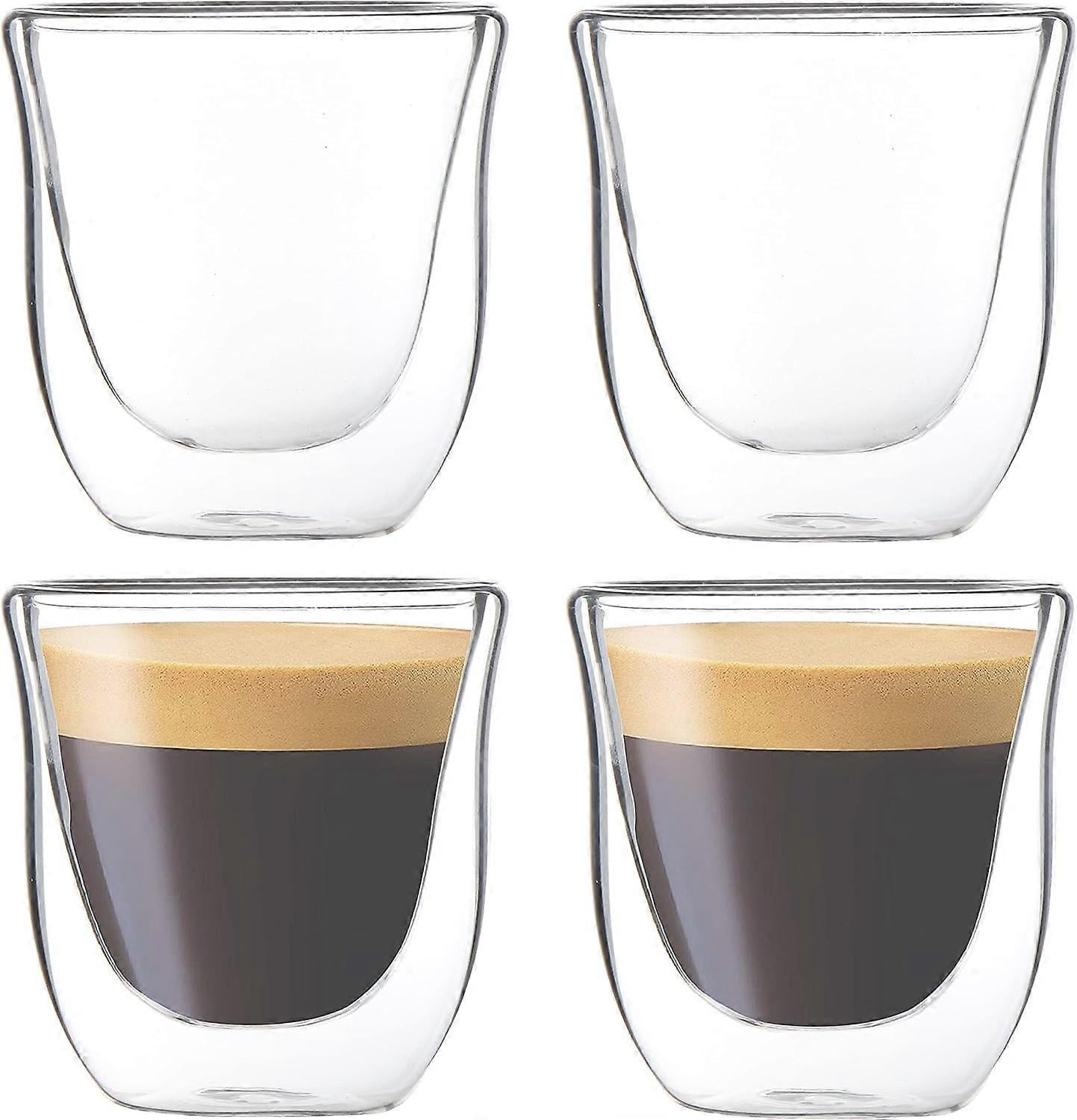 4 Pack 80ML Espresso Cups, Double Wall Thermo Insulated Espresso Cups ...