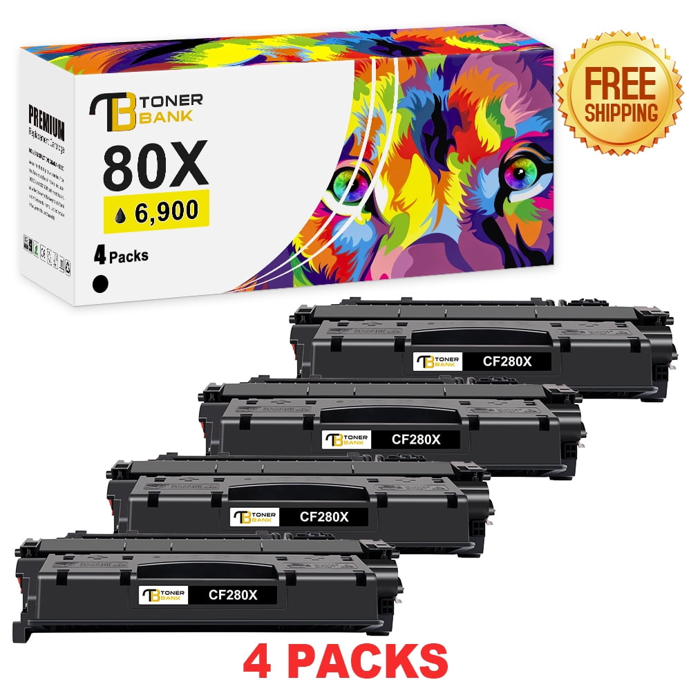 4-Pack 80X High Yield Toner Cartridges Compatible for HP 80A 80X CF280X ...