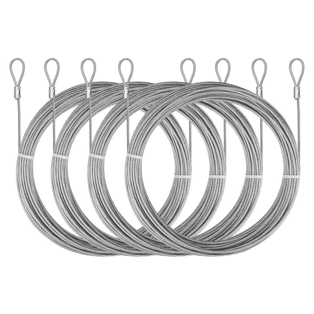 4-Pack 80in Stainless Steel Cable with Loops, Vinyl Coated Wire Rope ...