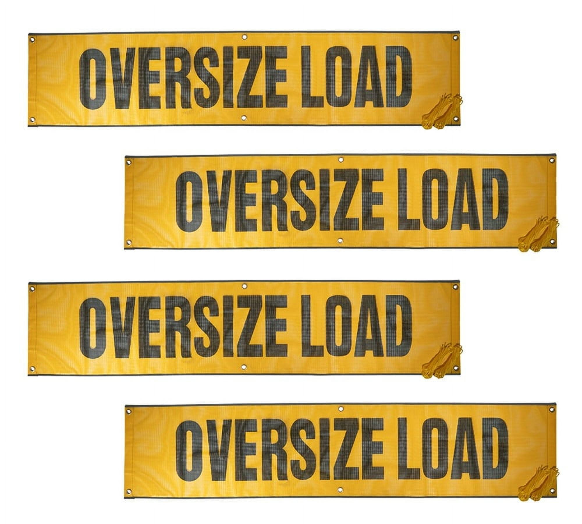 (4 Pack) 84"x18" Oversize Load Sign w/ Grommets & 44" (4) Ropes ...