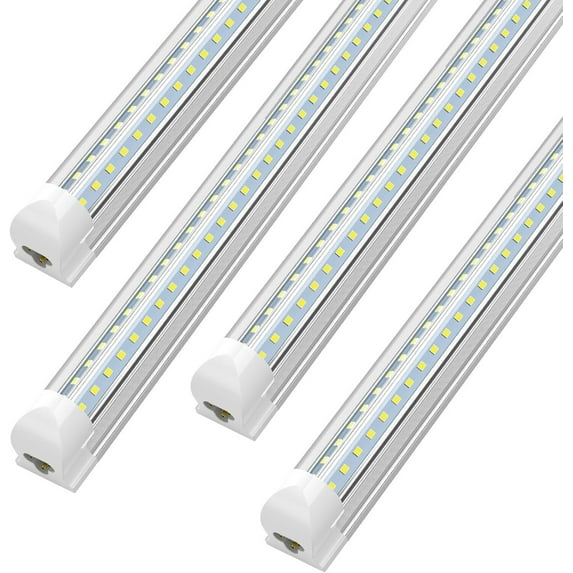 4 Pack 8FT LED Shop Lights 5000K V-Shape Linkable T8 Integrated LED ...