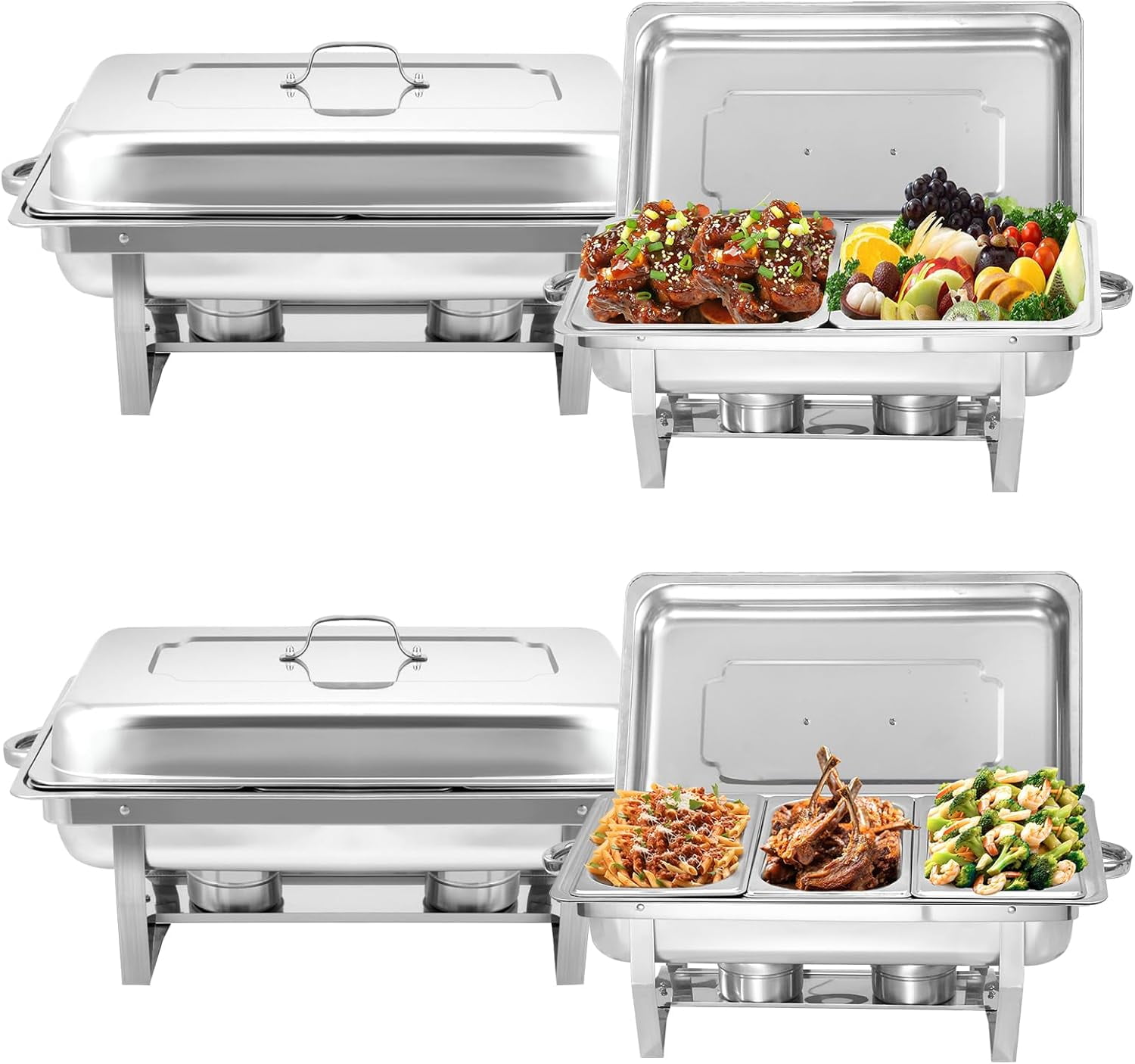 4 Pack 8QT Chafing Dish Buffet Set, Stainless Steel Buffet Warmer Sets ...