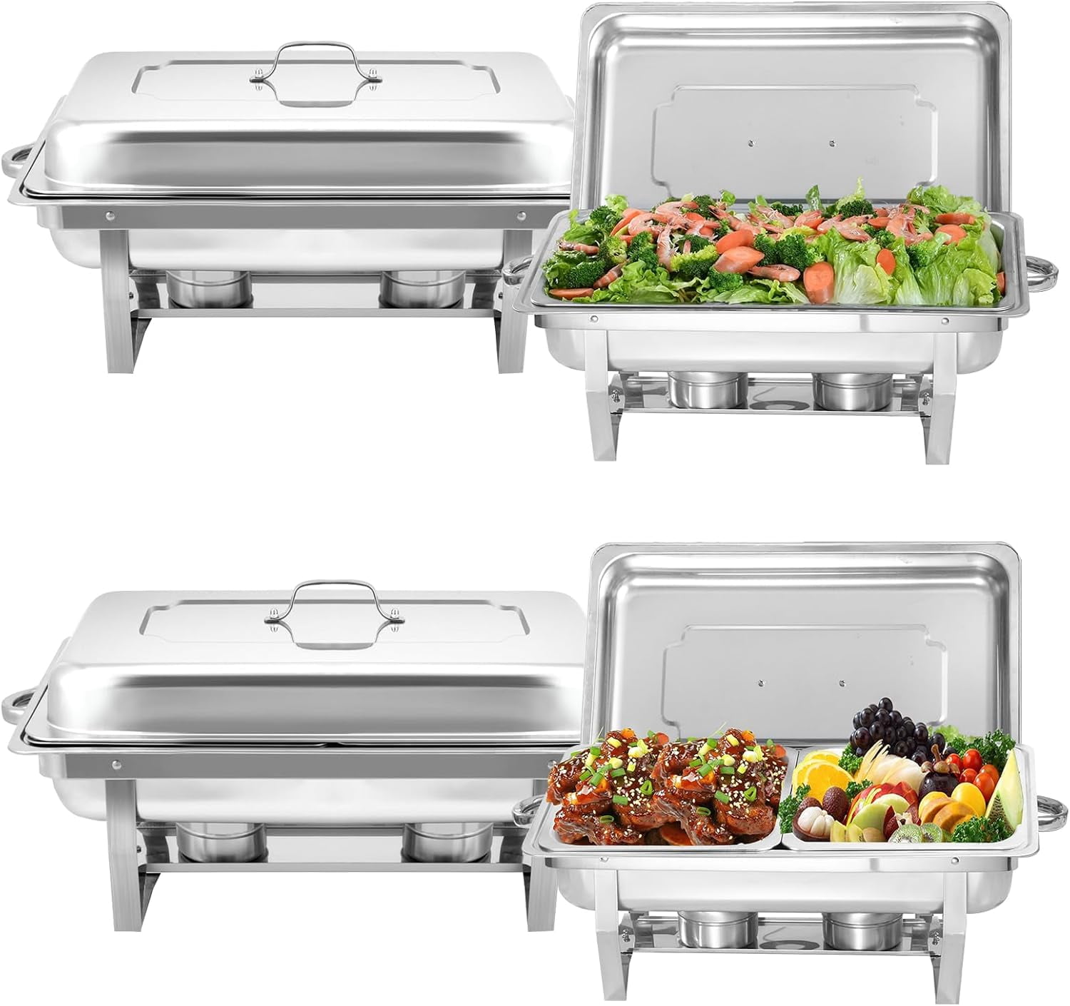 4 Pack 8QT Chafing Dish Buffet Set, Stainless Steel Buffet Warmer Sets ...