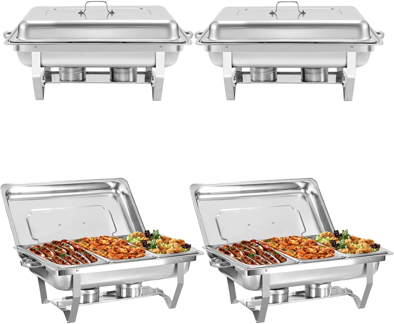 4 Pack 8QT Chafing Dish Buffet Set, Stainless Steel Buffet Warmer Sets ...