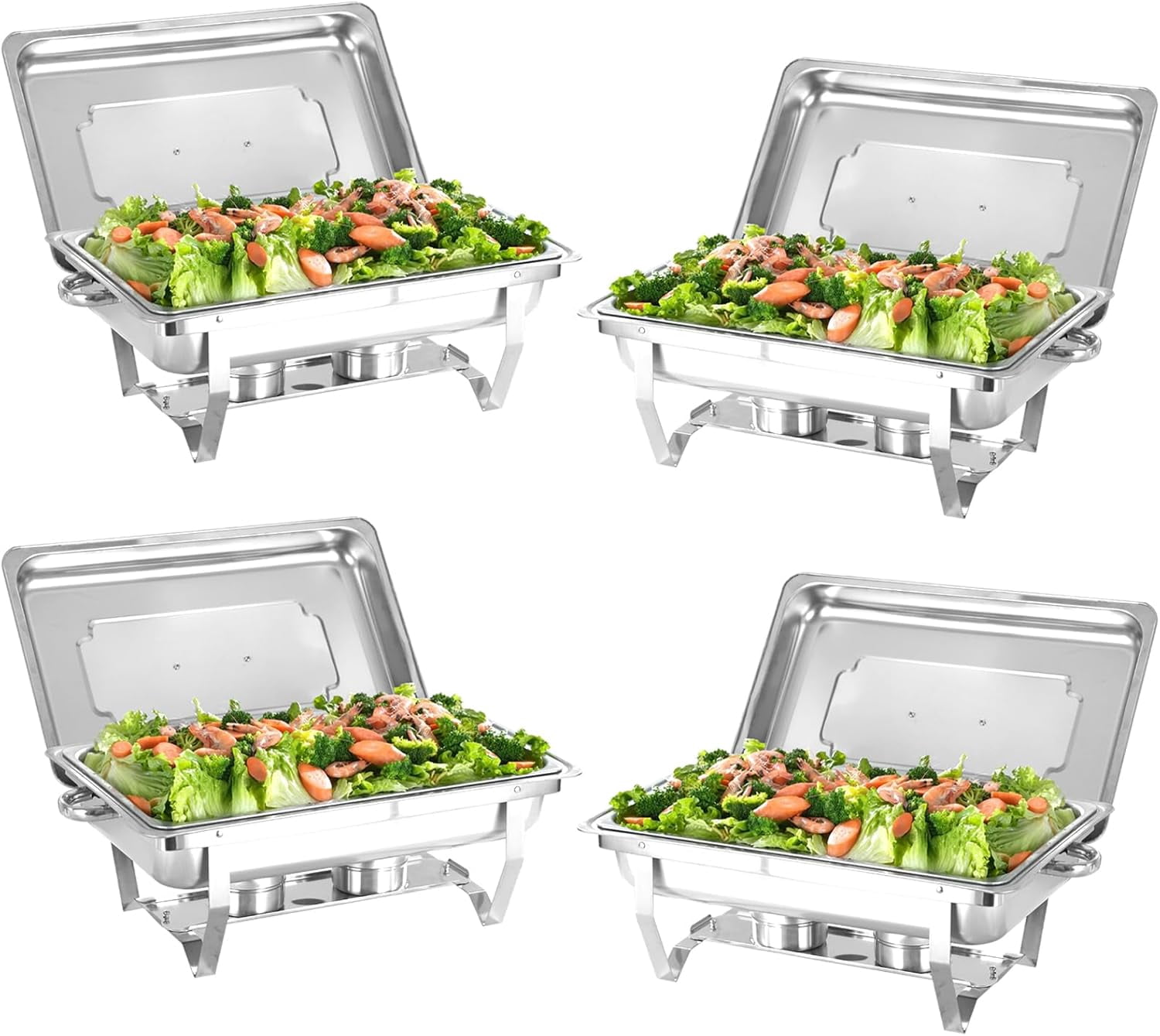 4 Pack 8QT Chafing Dish for Buffet, Stainless Steel Rectangular Heating ...