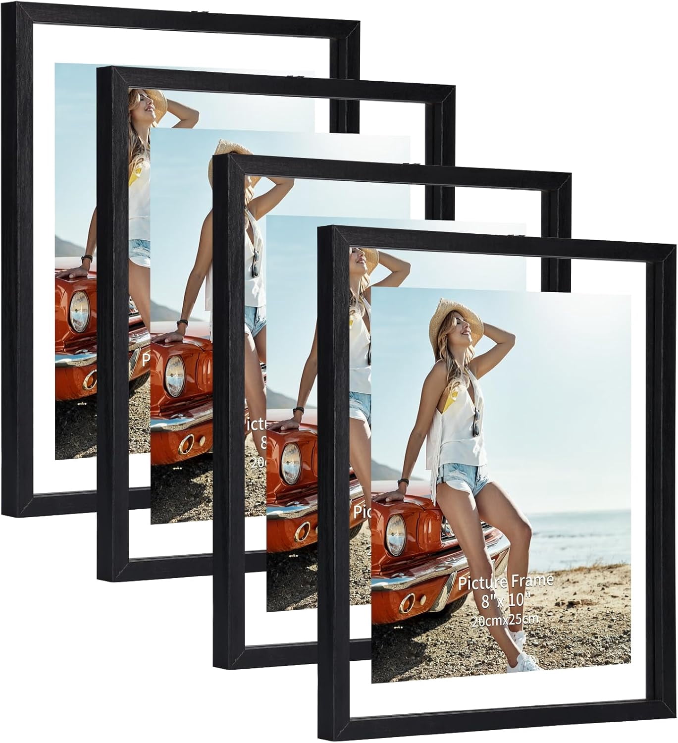 4 Pack 8x10 Floating Picture Frame, Double Glass Picture Frames for ...